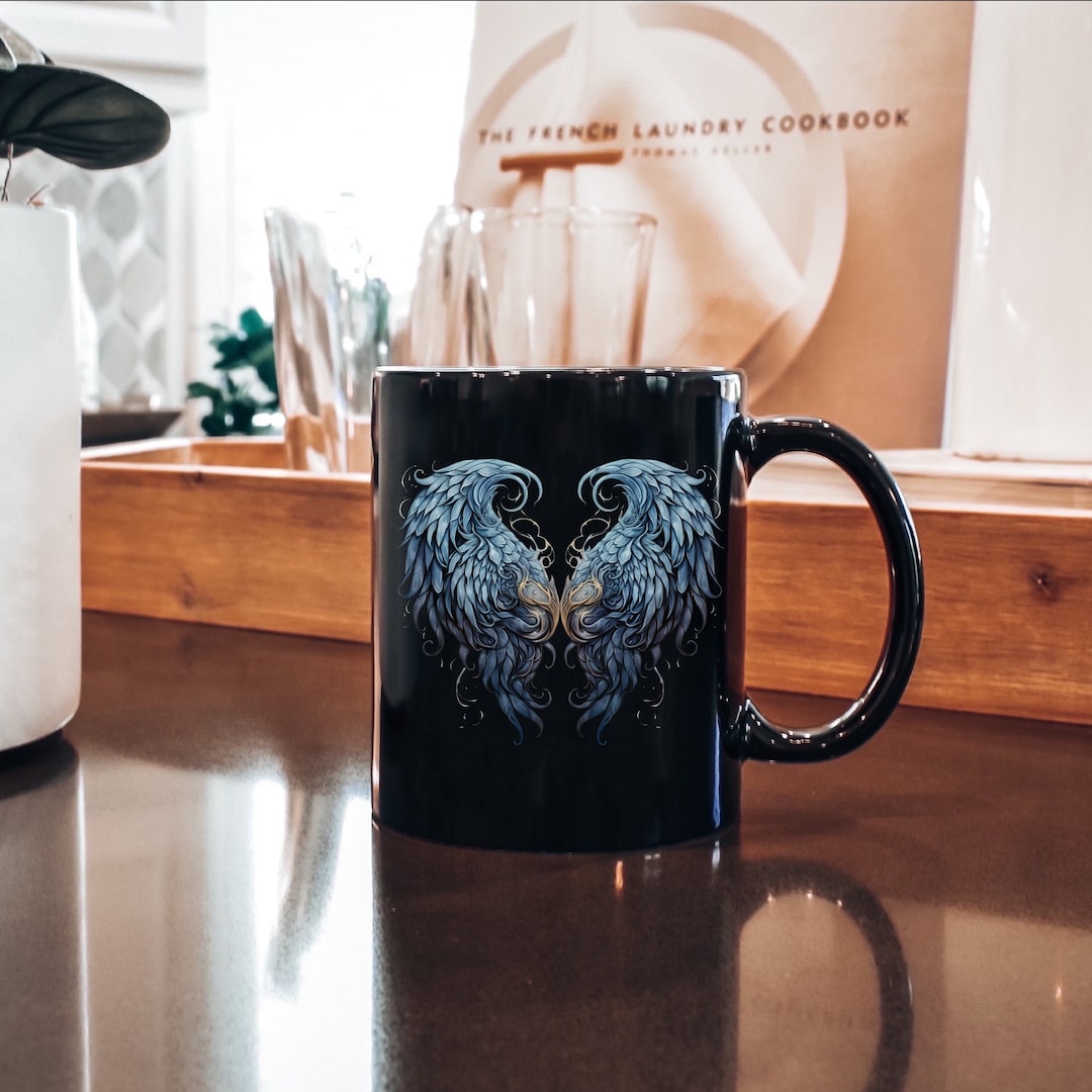 Beautiful Blue Angel Wings Mug, Angel Wings Mug, Blue Angel Wings Mug ...