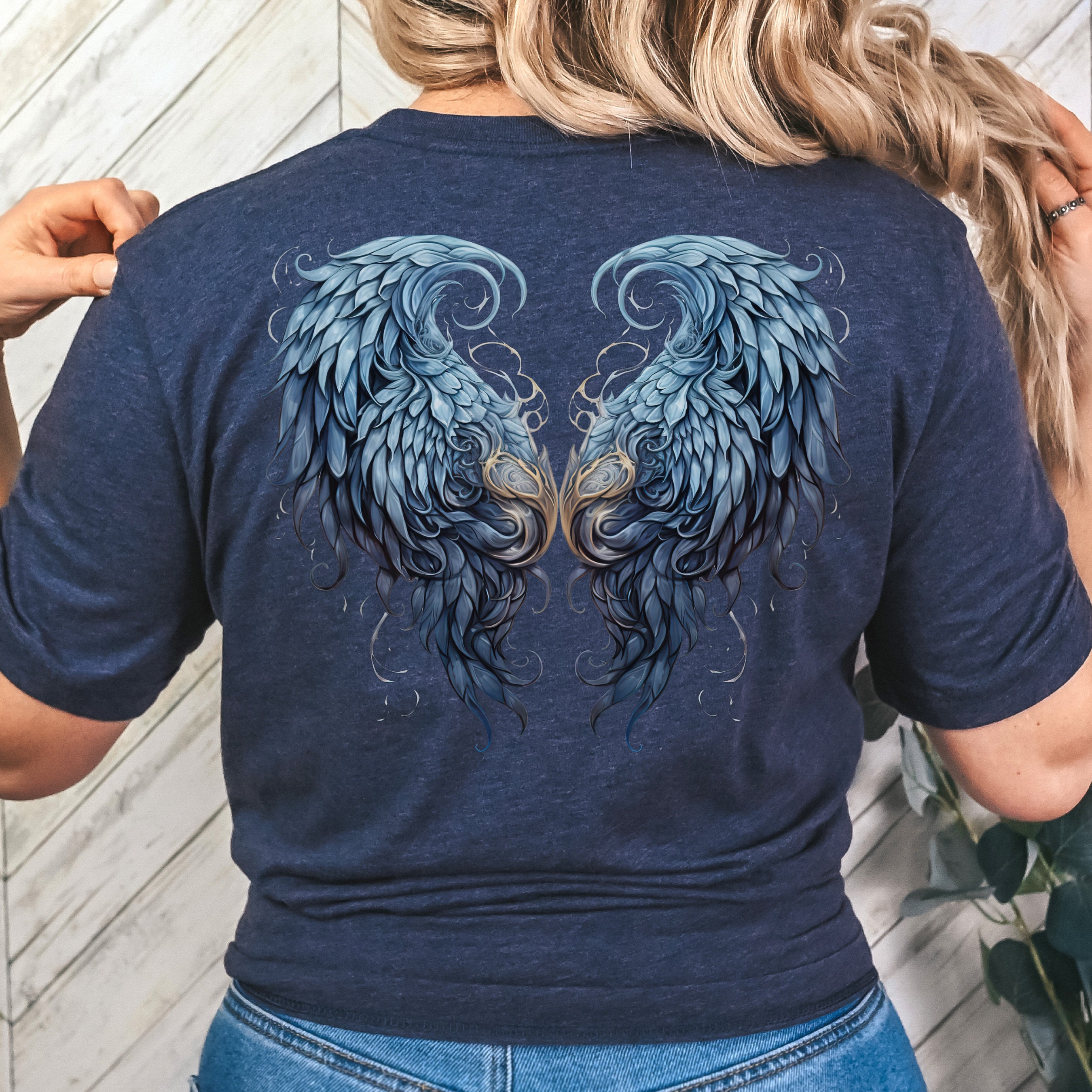 Beautiful Angel Wings Shirt, Blue Angel Wings Shirt, Blue Fairy Wings ...