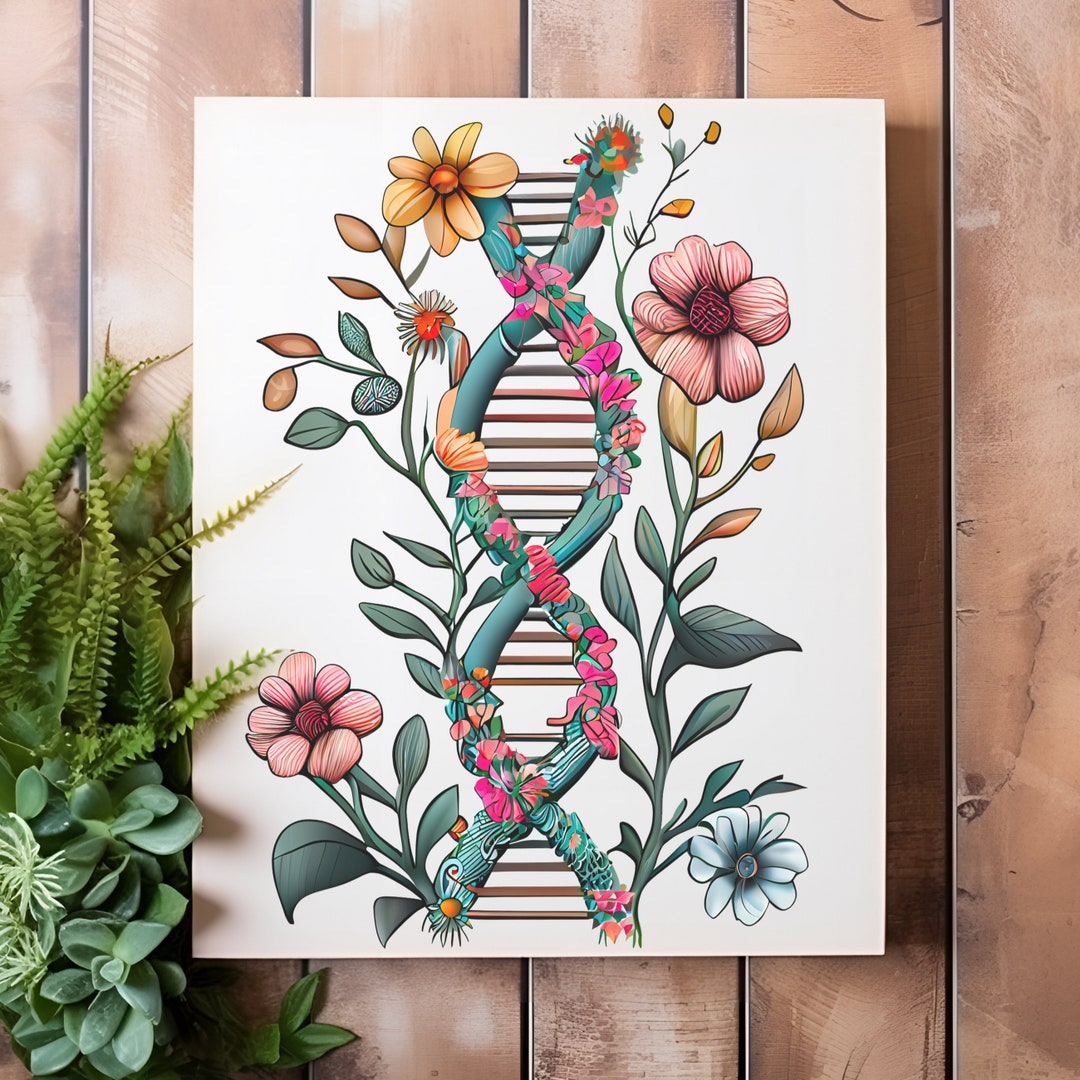 Floral DNA Wall Art, Science Nerd Decor, DNA, Dna Wall Decor, Pretty ...
