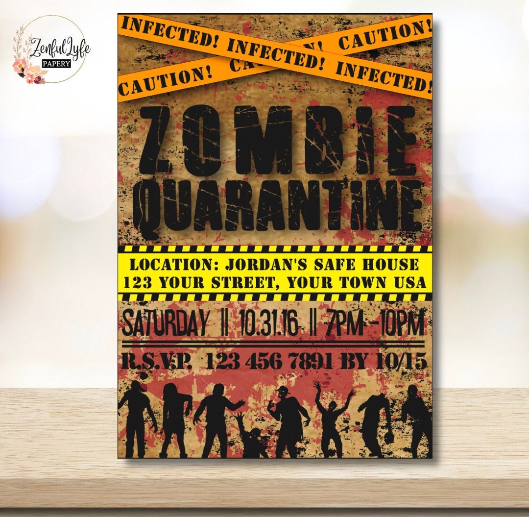 Zombie Invitation, Custom Made Invitation, Halloween Invitation ...