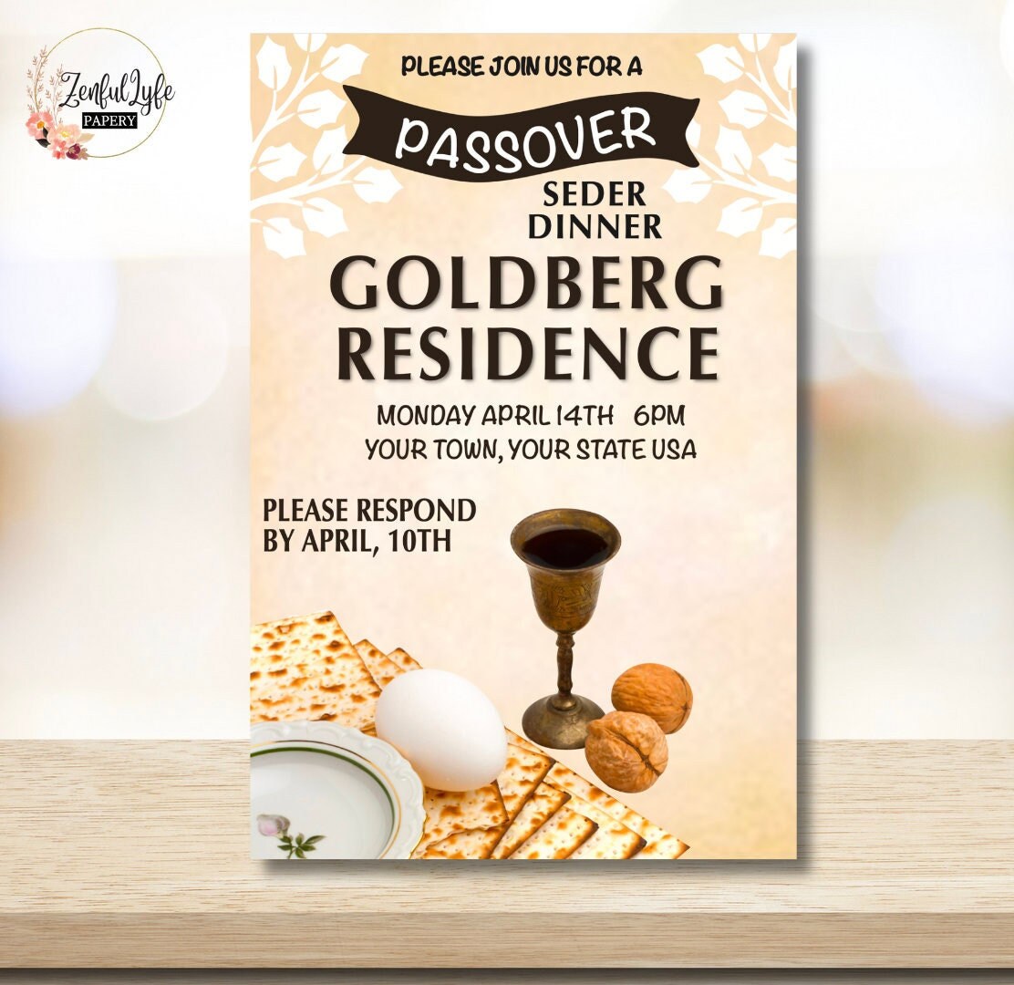 Passover Seder Invitation Custom Made Invitation Customized Digital Design Invitation Etsy