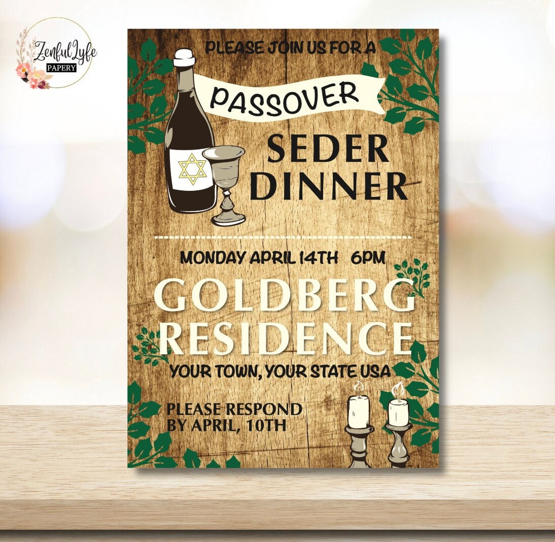 Passover Seder Invitation Custom Made Invitation Customized Digital Design Invitation Etsy