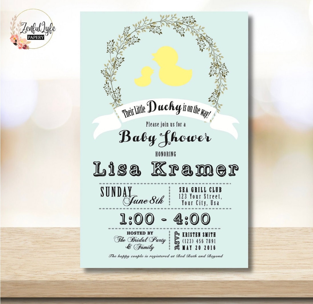 Baby Shower Invitation,custom Made Invitation, Duck Theme Invitation ...