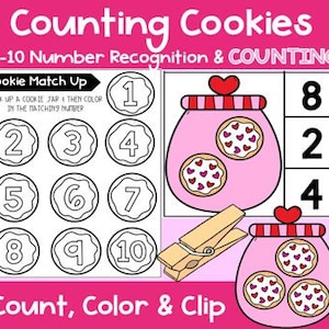 Counting Cookies Count, Color Clip Number Recognition Preschool ...