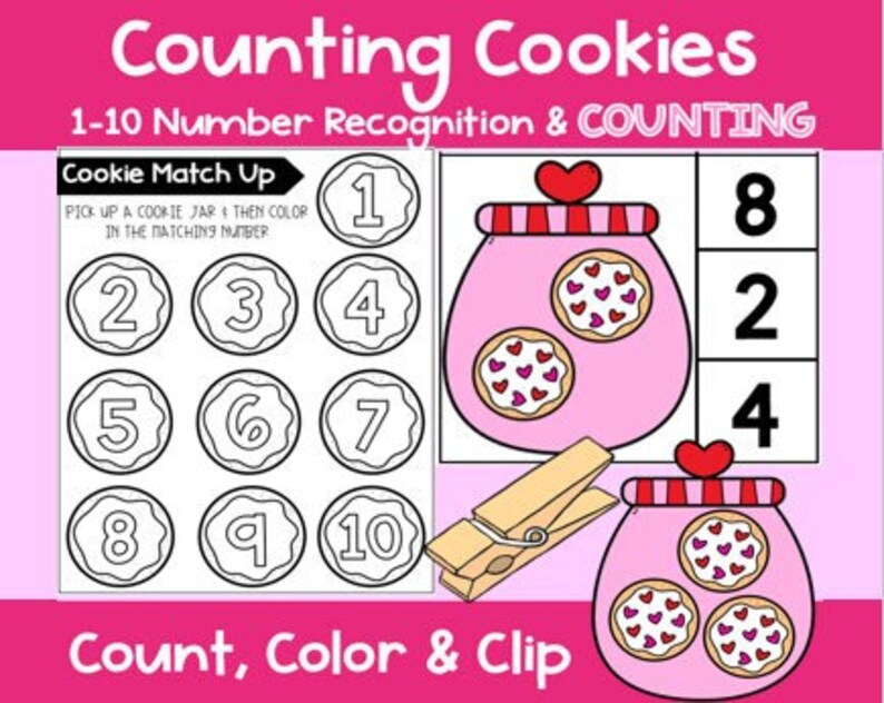 Counting Cookies Count, Color Clip Number Recognition Preschool ...