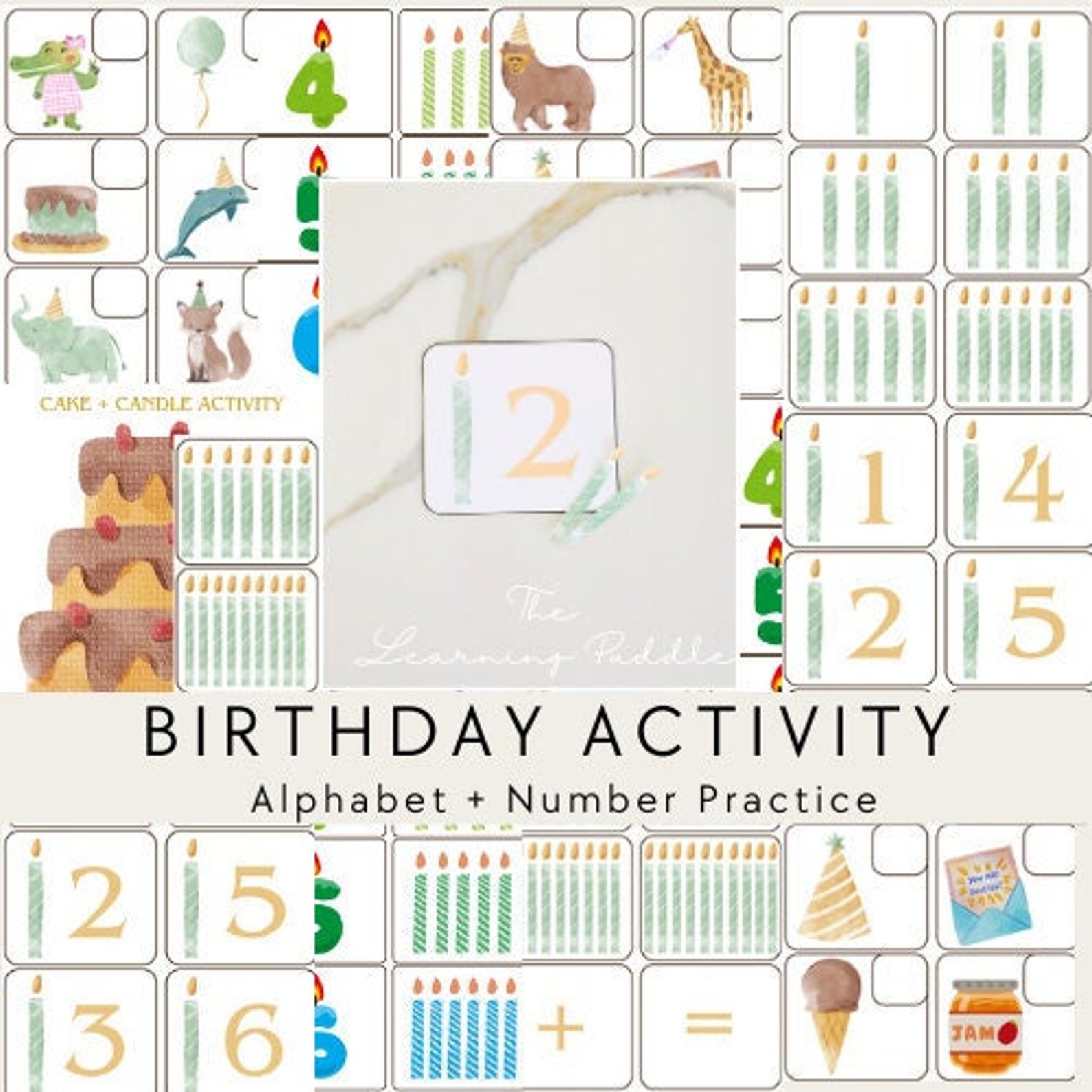 Printable Preschool Birthday Themed Learning Activity (alphabet ...