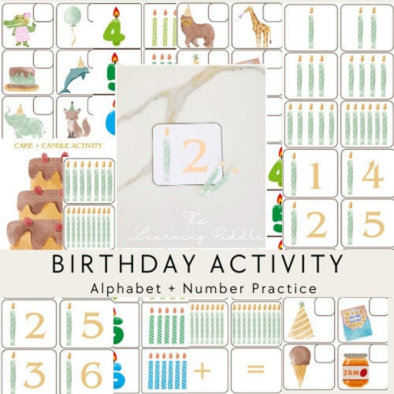Printable Preschool Birthday Themed Learning Activity (alphabet ...