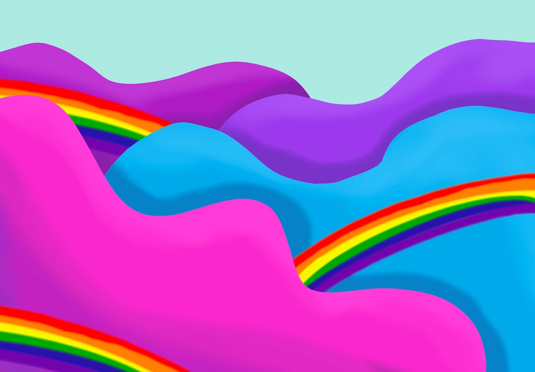 Rainbow Computer Wallpaper Color Waves - Etsy