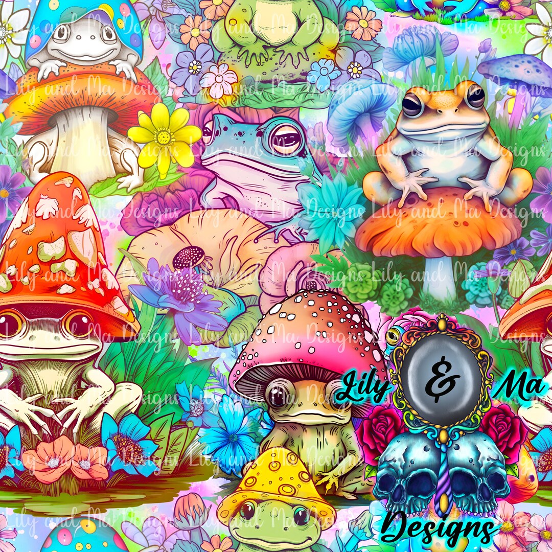 Mushroom Magical Toads Seamless Frogs - Etsy