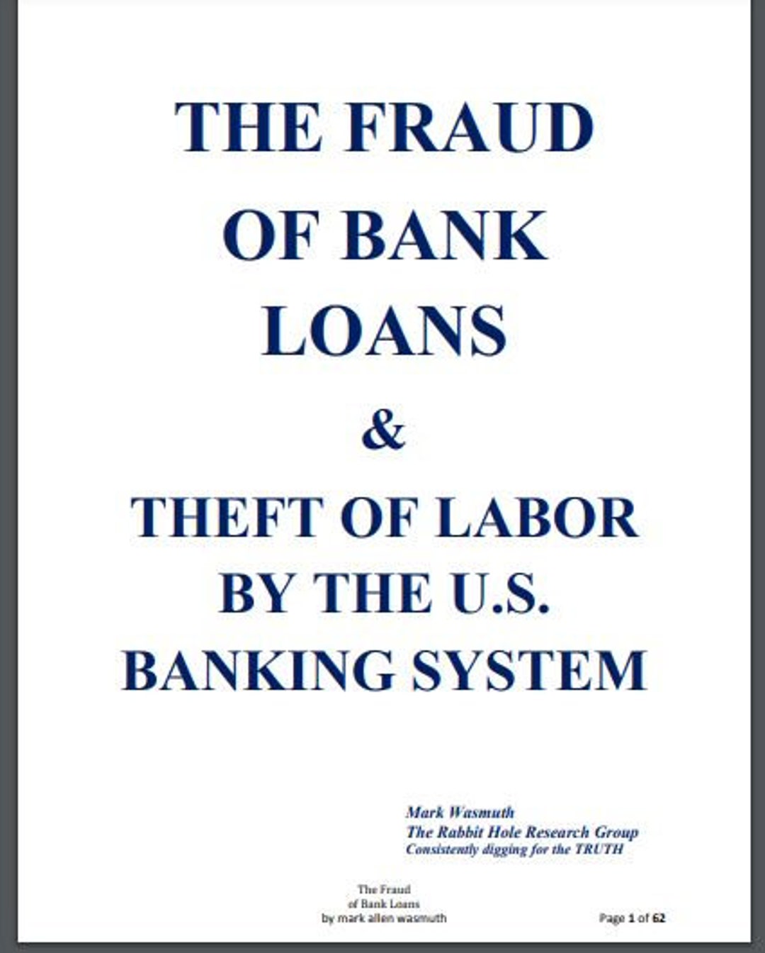 The Fraud of Bank Loans and Theft of Labor by the U.S. Banking System ...