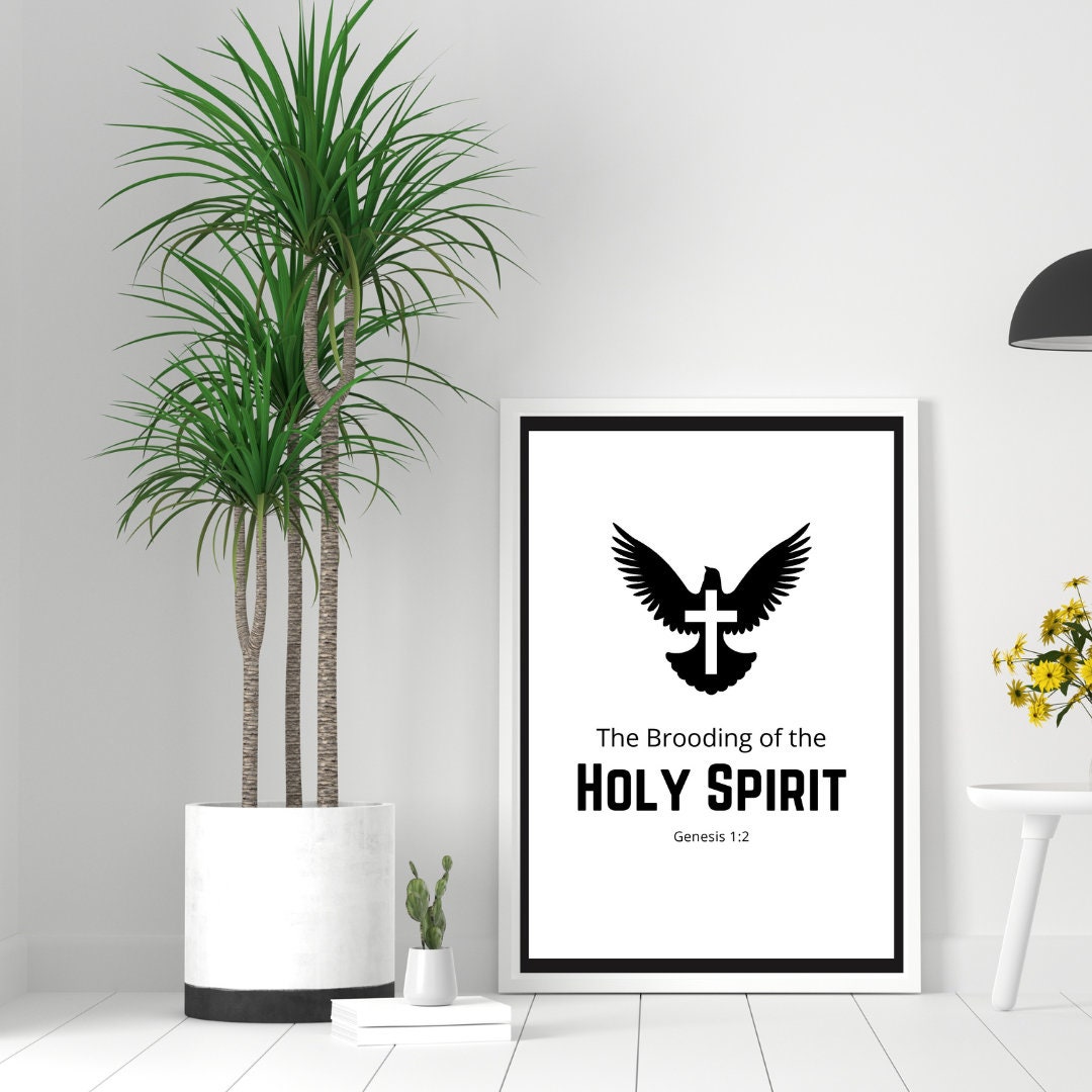 BROODING HOLY SPIRIT Printable Bible Verse Christian Wall - Etsy