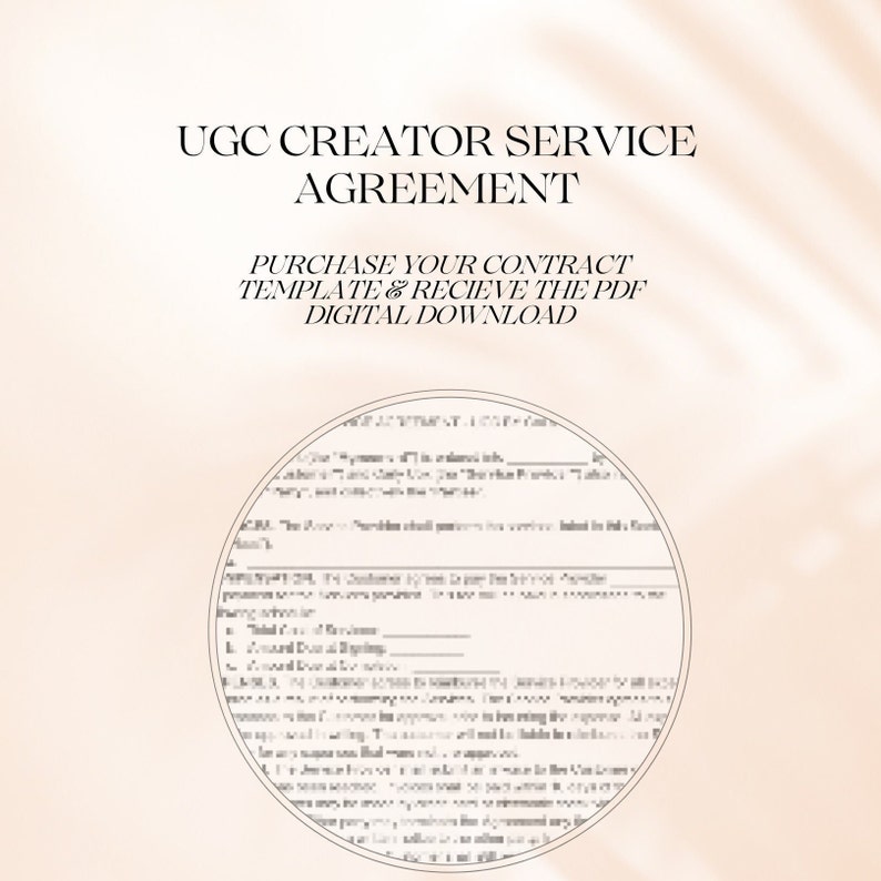 UGC Creator Contract Template UGC Templates User Generated Content UGC ...