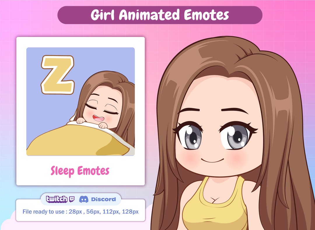 Sleep Girl Animated Emotes / Twitch Emotes Girl Light Brown Hair - Etsy