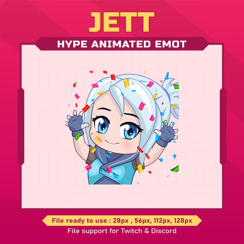 Jett Valorant Hype Animated Emote for Twitch | Twitch Animated Emotes ...