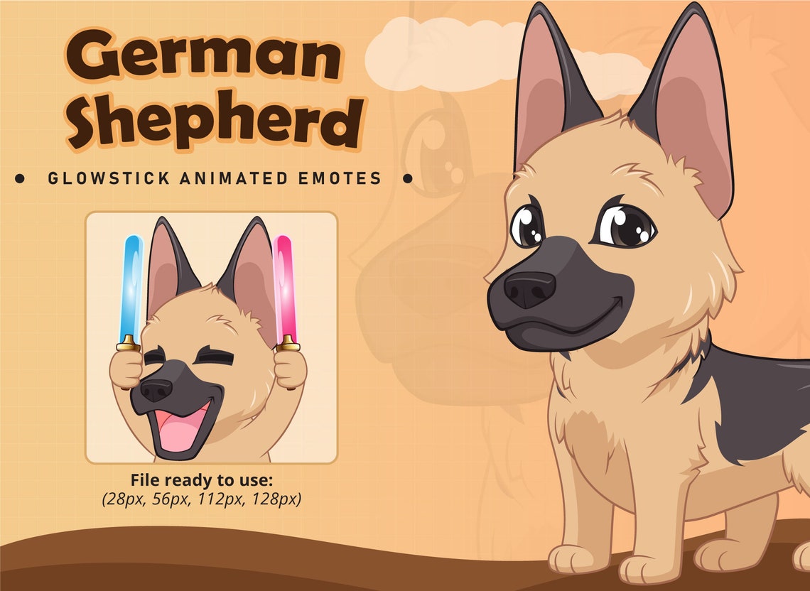 German Shepherd Glowstick Animated Emote / Dog Twitch Emote - Etsy