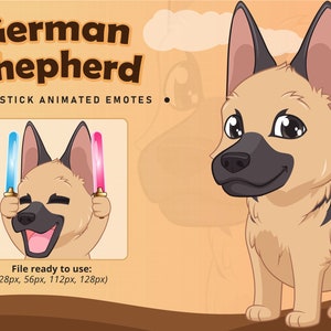 German Shepherd Glowstick Animated Emote / Dog Twitch Emote - Etsy