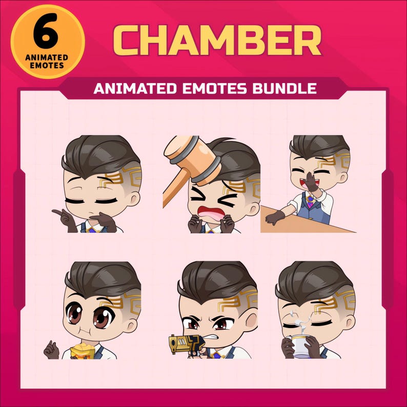 Chamber Valorant Animated Emotes Bundle / 6 Twitch Emote - Etsy