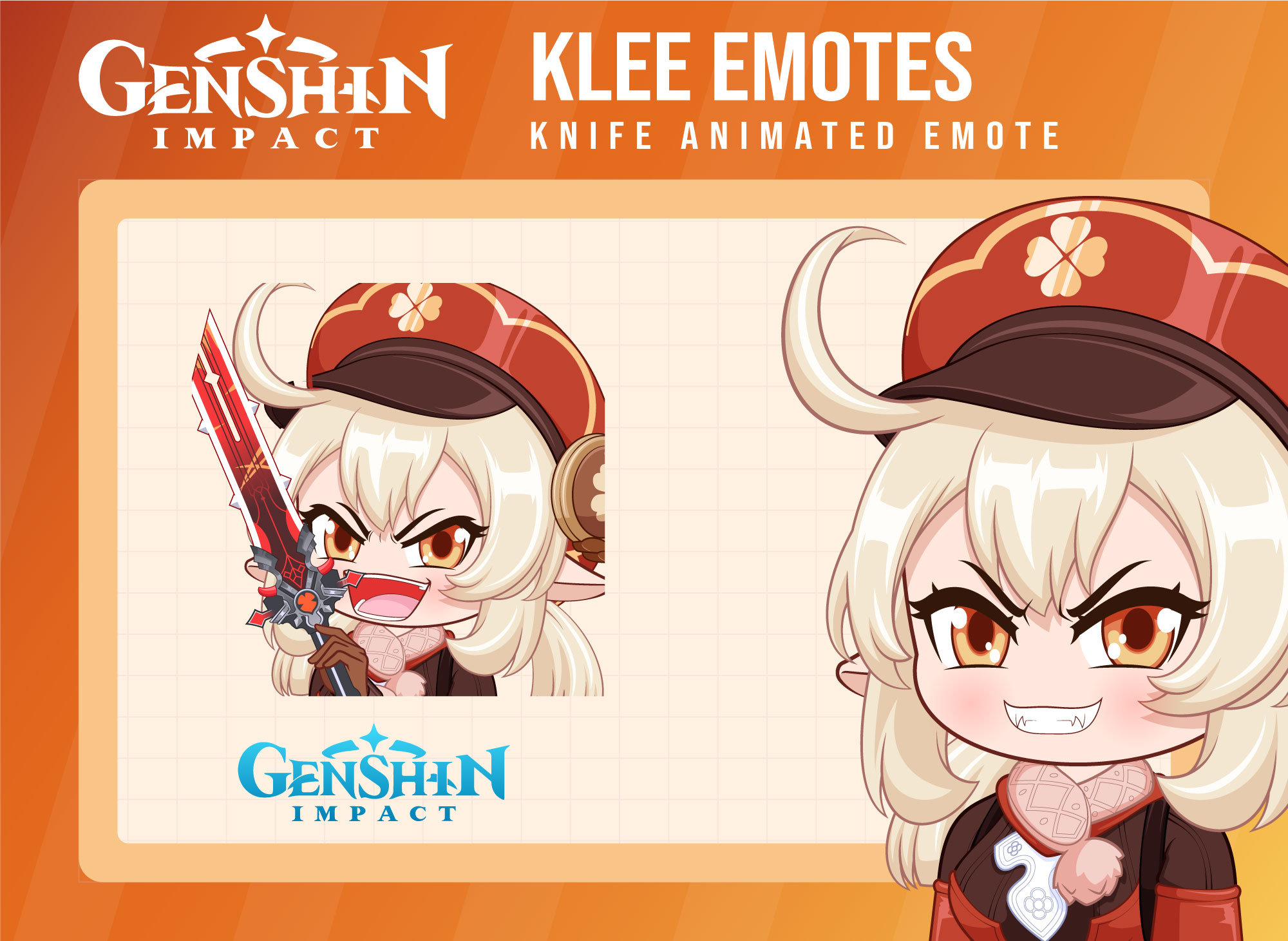 Klee Genshin Impact Knife Emote / Genshin Impact Twitch Animated Emote ...