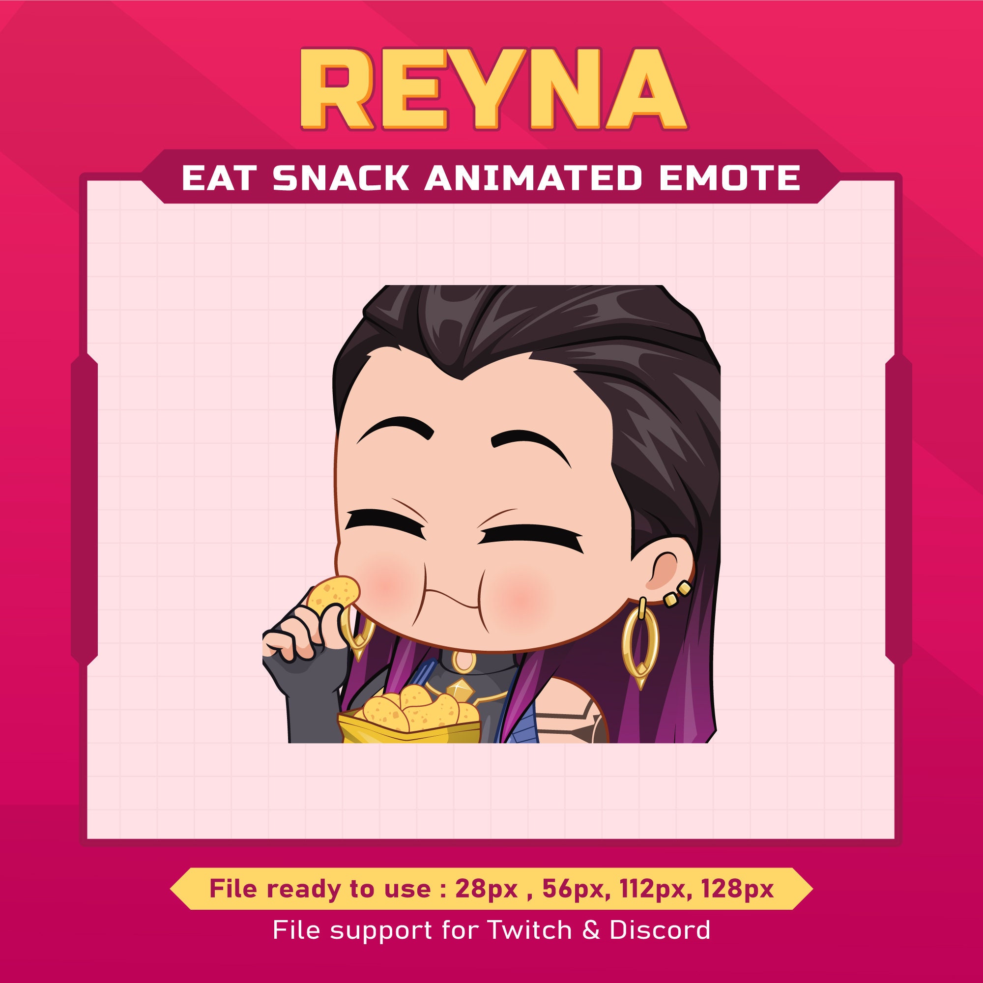 Reyna Valorant Eating Snack Animated Emote for Twitch | Twitch Animated ...