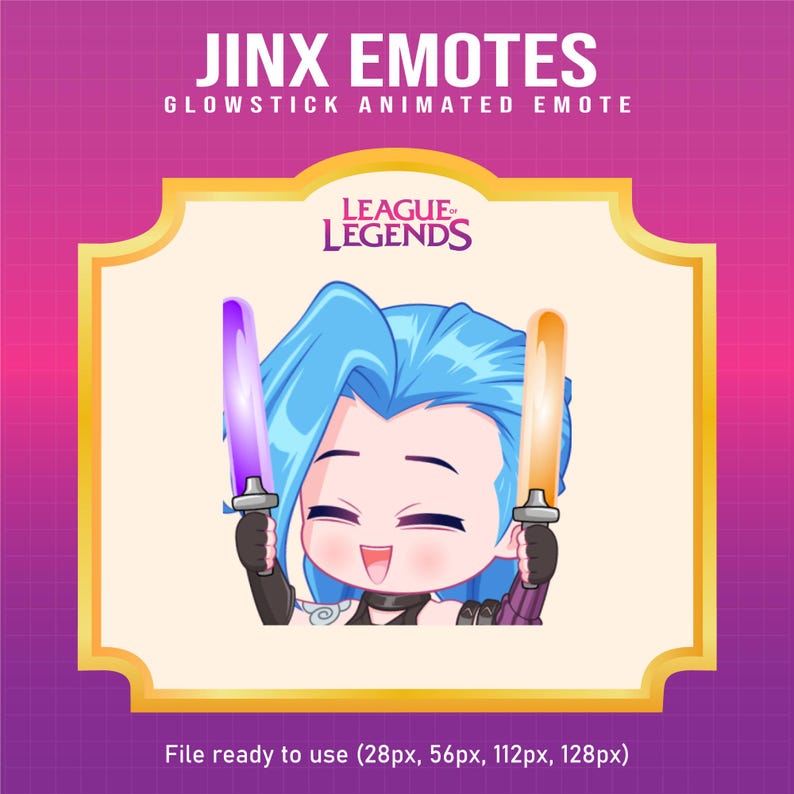 Jinx Glowstick Animated Emote for Twitch | League of Legends (digital ...