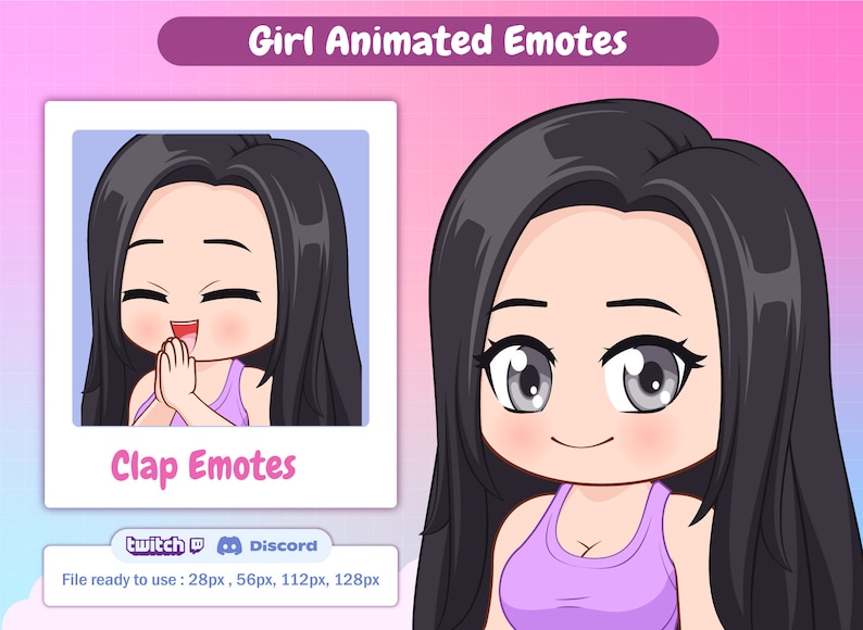 Clap Girl Animated Emotes / Twitch Emotes Girl Black Hair - Etsy