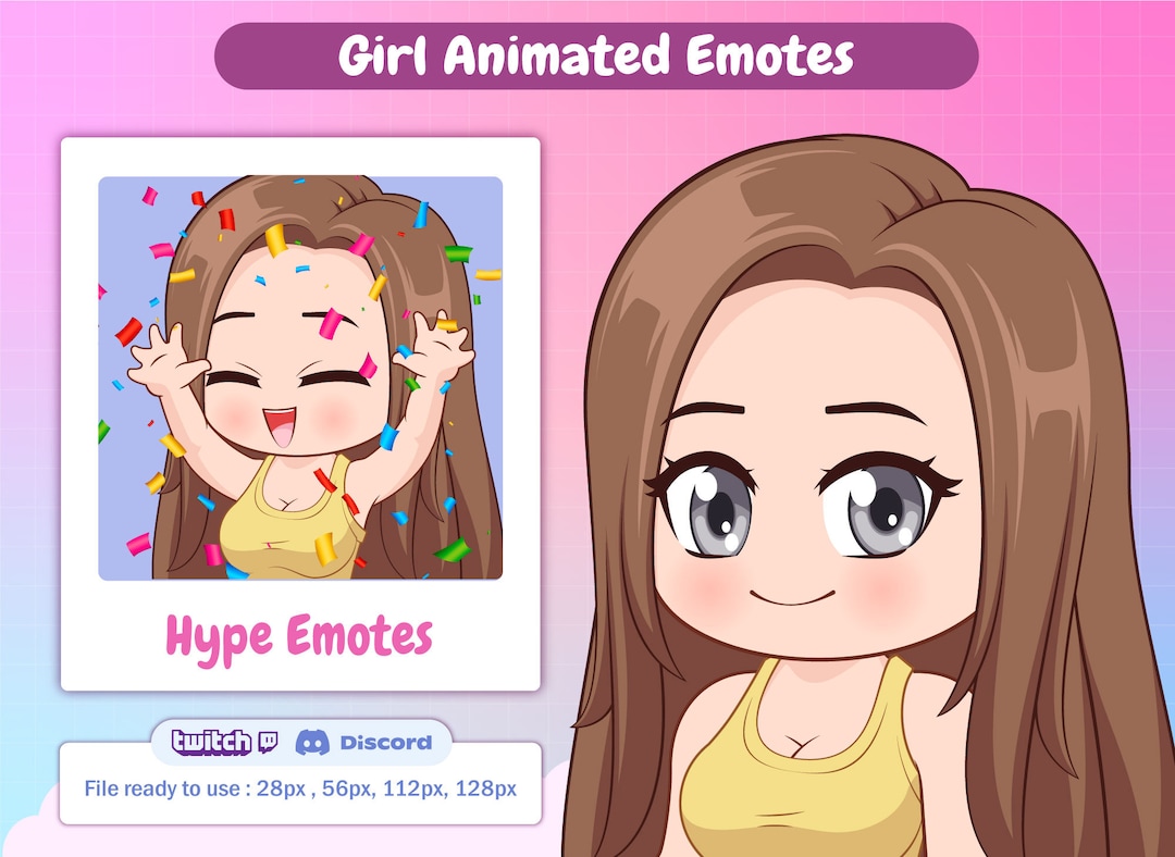 Hype Girl Animated Emotes / Twitch Emotes Girl Light Brown Hair - Etsy