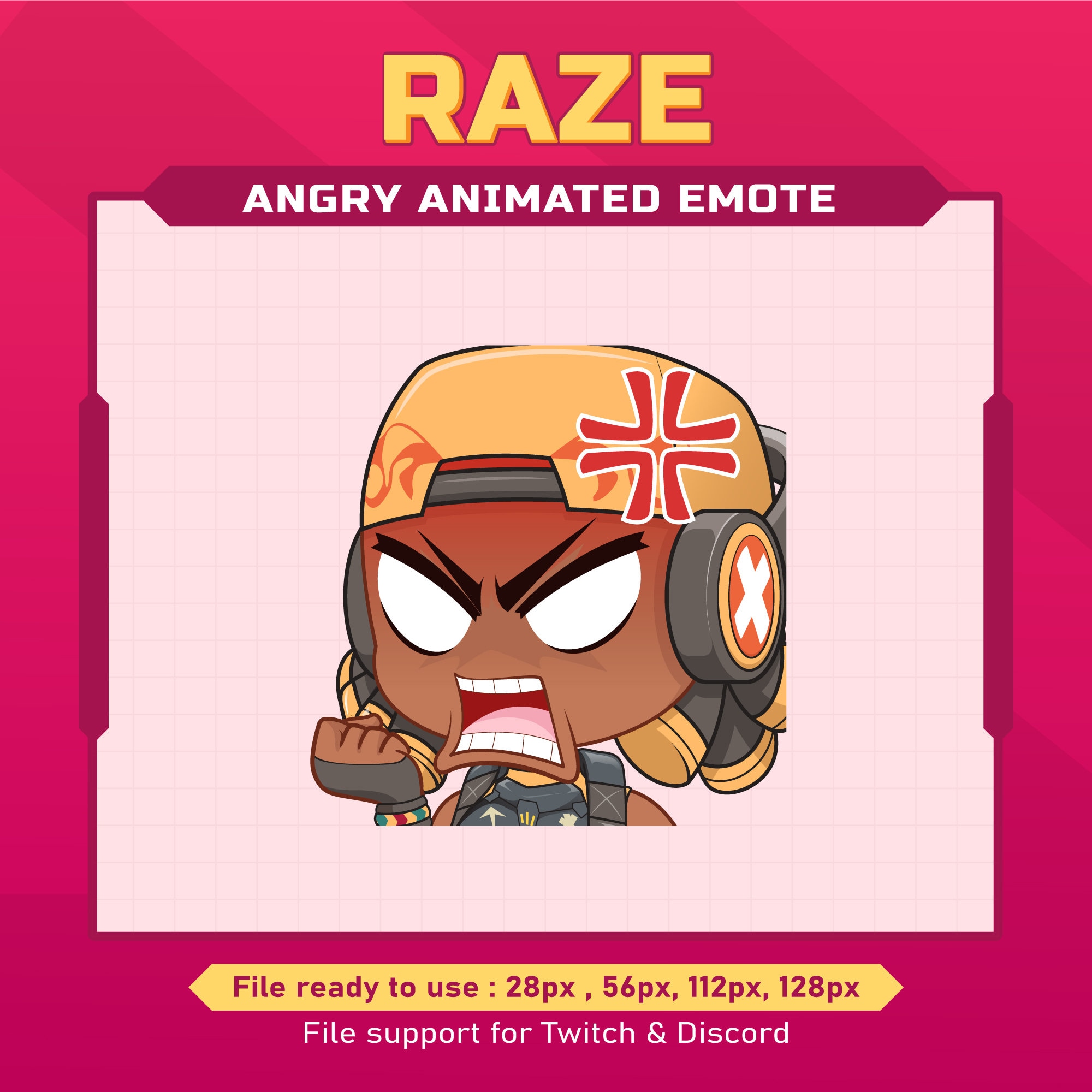 Raze Valorant Angry Animated Emote for Twitch | Valorant Twitch Emotes ...
