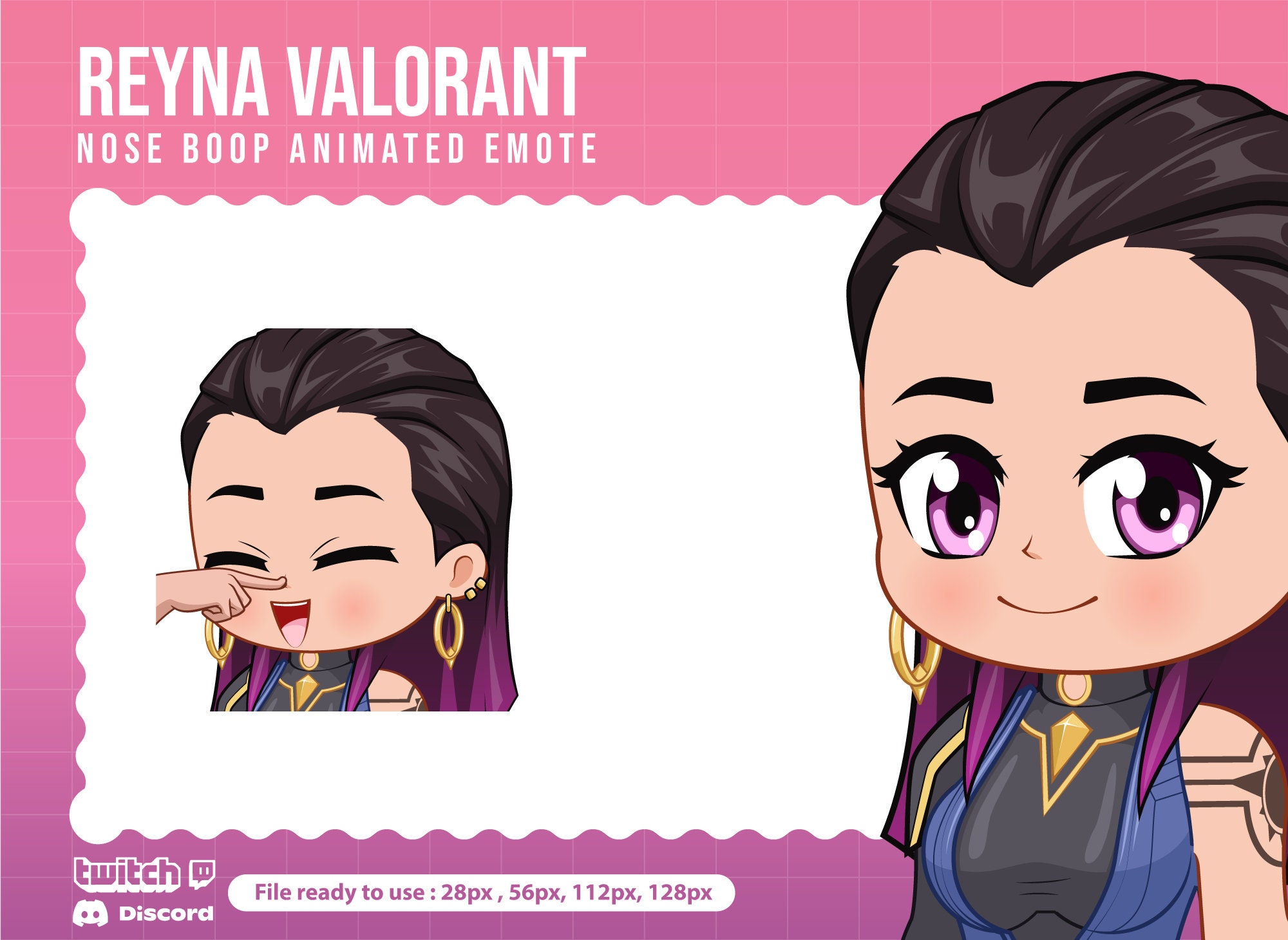 Reyna Valorant Nose Boop Animated Emote for Twitch Twitch - Etsy