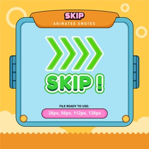 Skip Animated Emotes | Twitch Emotes | Kick Emotes | Emoji Discord - Etsy