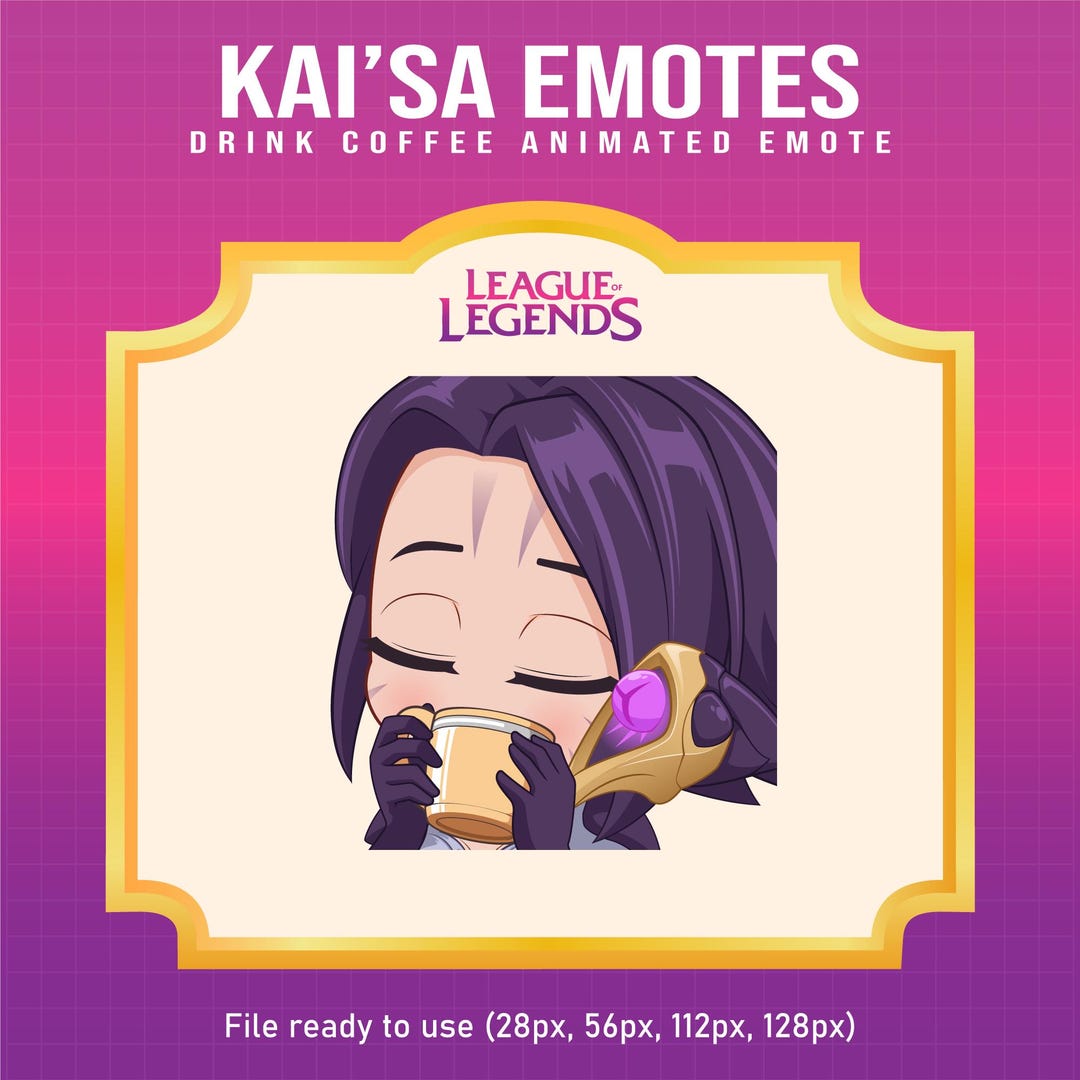 Kai'sa Drink Coffee Animated Emote | League of Legends Twitch, Discord ...