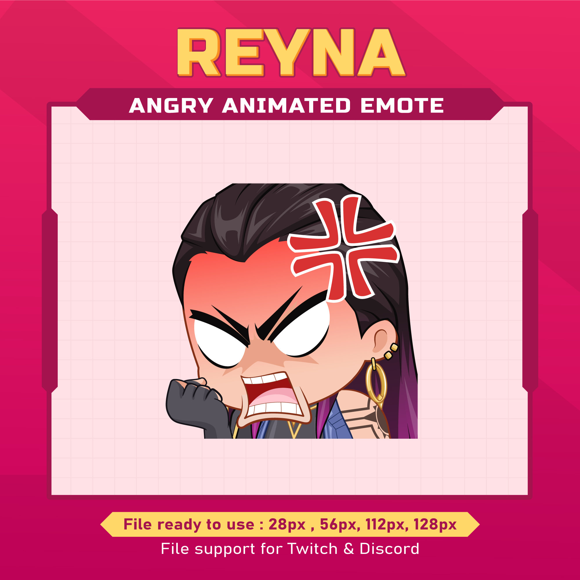 Reyna Valorant Angry Animated Emote for Twitch | Twitch Animated Emotes ...