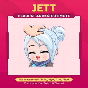 Jett Valorant Headpat Animated Emote for Twitch | Twitch Animated ...