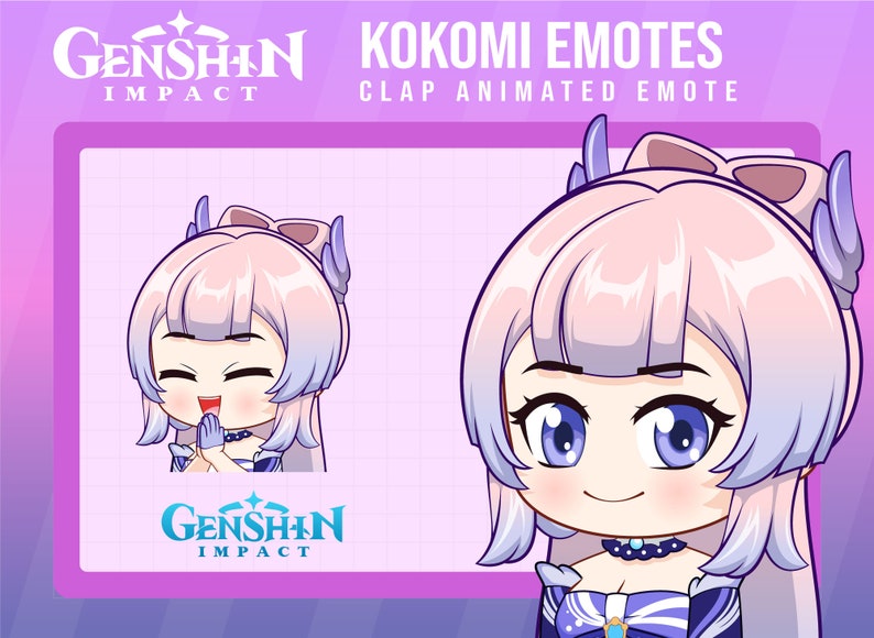 Sangonomiya Kokomi Clap Emote: Genshin Impact Animated Twitch Emote ...