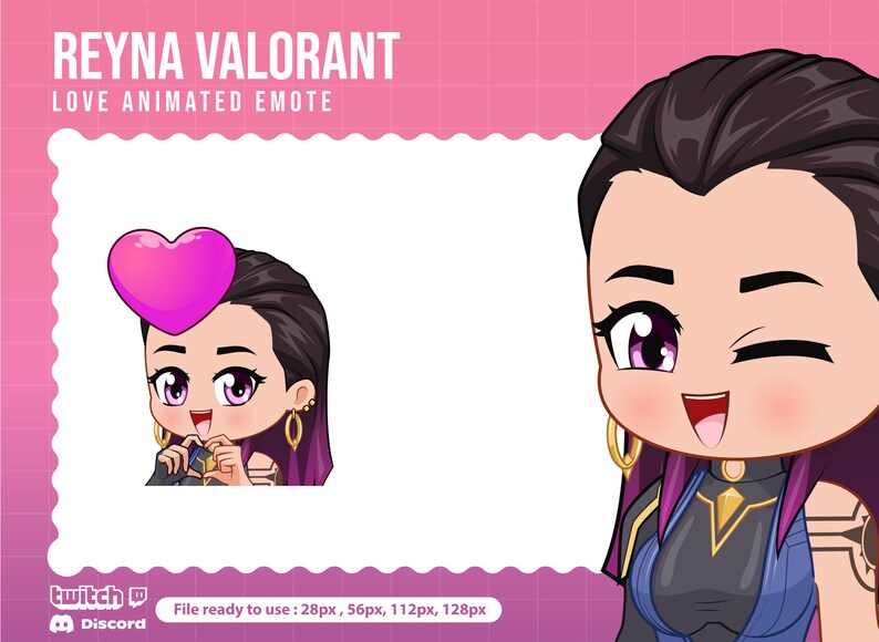 Reyna Valorant Love Animated Emote for Twitch Twitch - Etsy