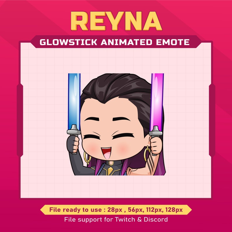 Reyna Valorant Glow Stick Animated Emote for Twitch | Twitch Animated ...