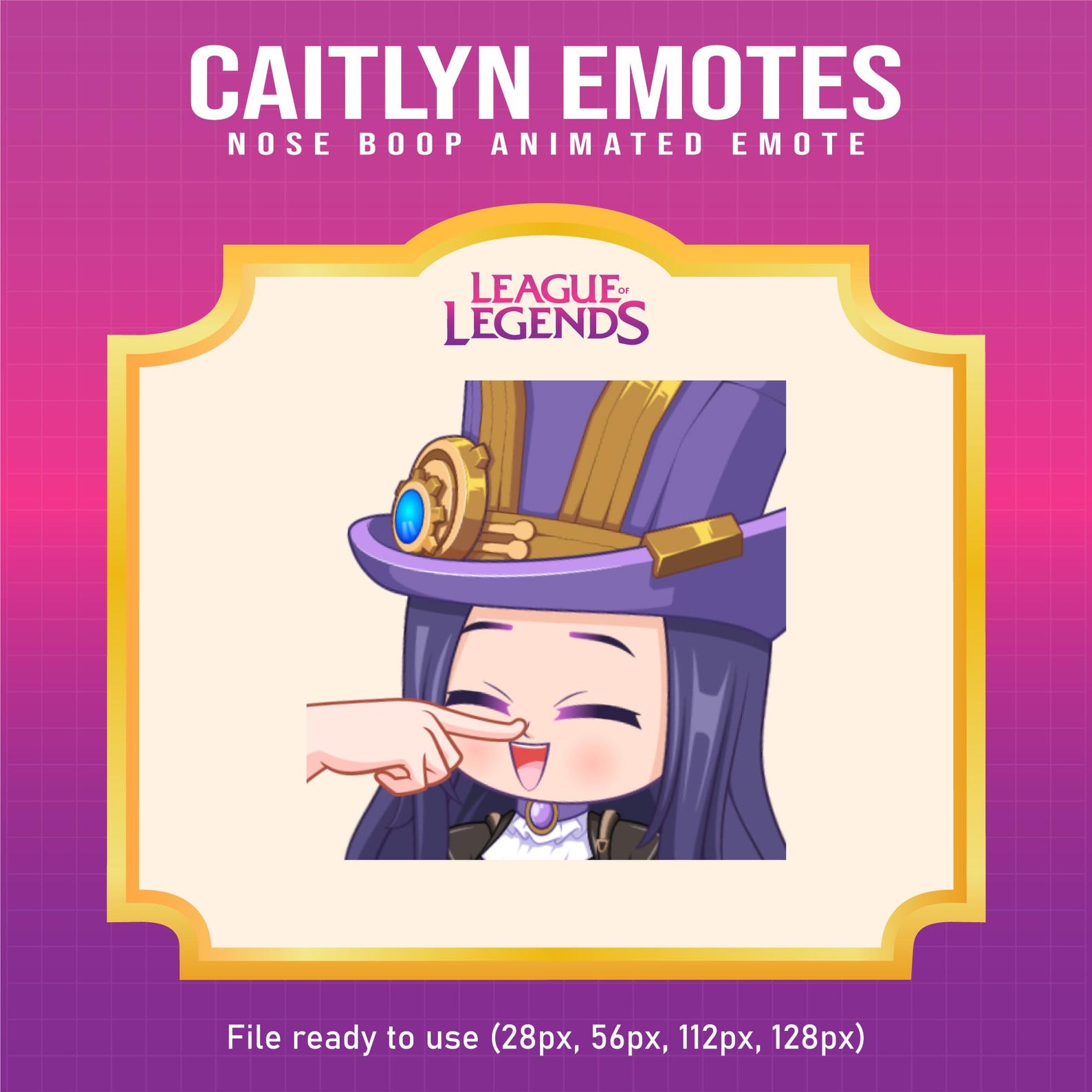 Caitlyn Nose Boop Animated Emote for Twitch | League of Legends ...