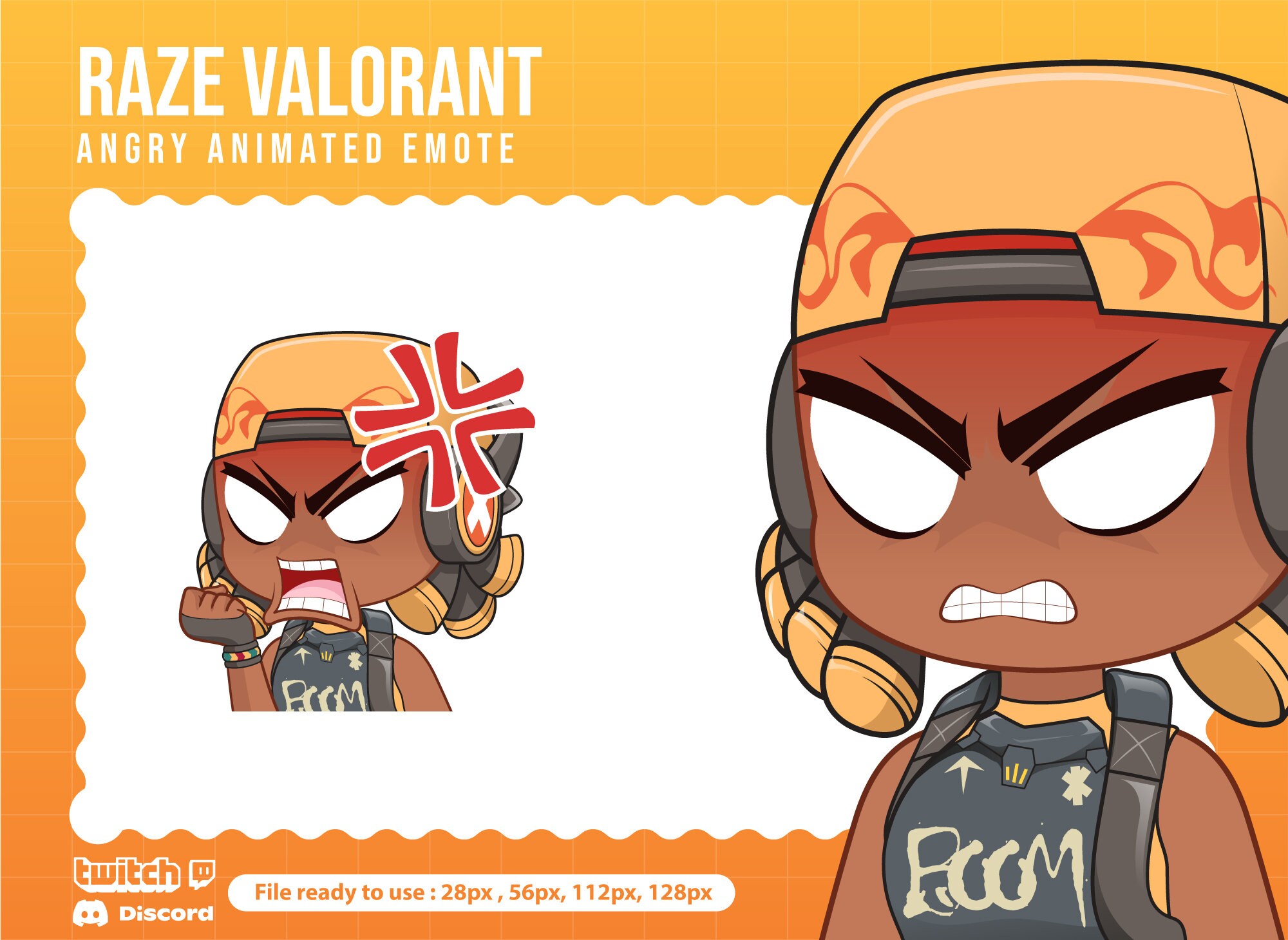 Raze Valorant Angry Animated Emote for Twitch Valorant - Etsy