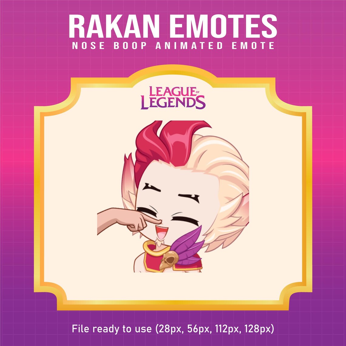Rakan Nose Boop Animated Emote for Twitch | League of Legends (digital ...