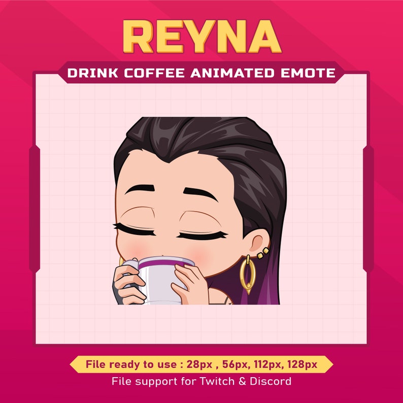 Reyna Valorant Drink Coffee Animated Emote for Twitch | Twitch Animated ...