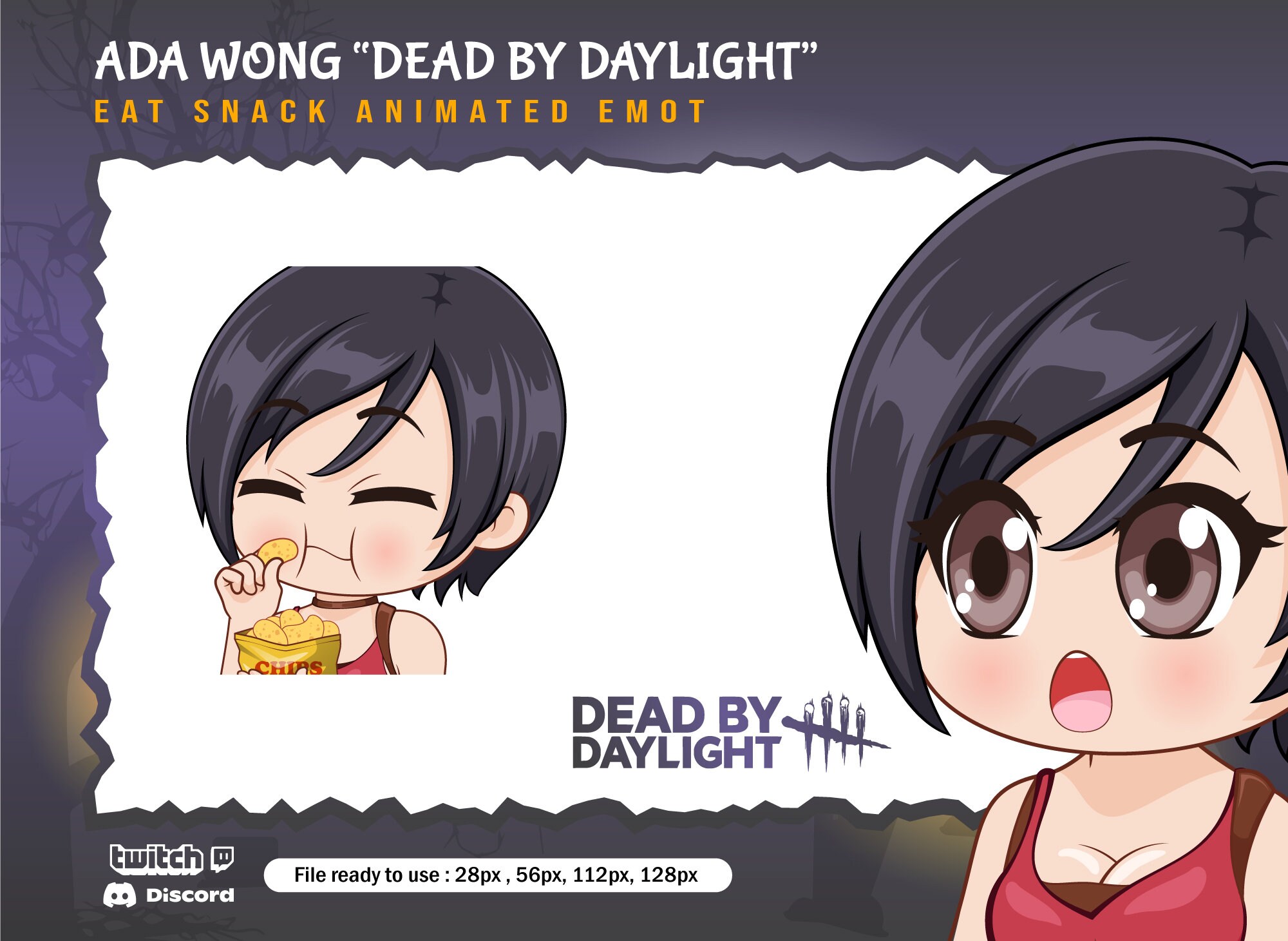 Ada Wong Dead by Daylight Eat Snack Emotes / DBD Twitch Emote - Etsy