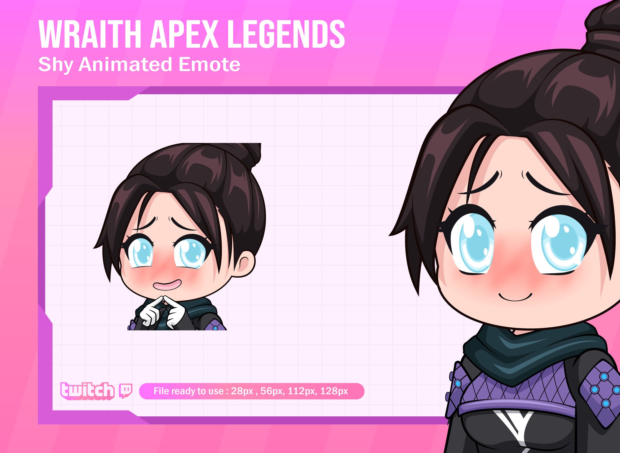 Wraith Apex Legends Shy Animated Emote for Twitch Twitch Animated Emote ...