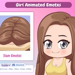 Slam Girl Animated Emotes / Twitch Emotes Girl Light Brown Hair - Etsy