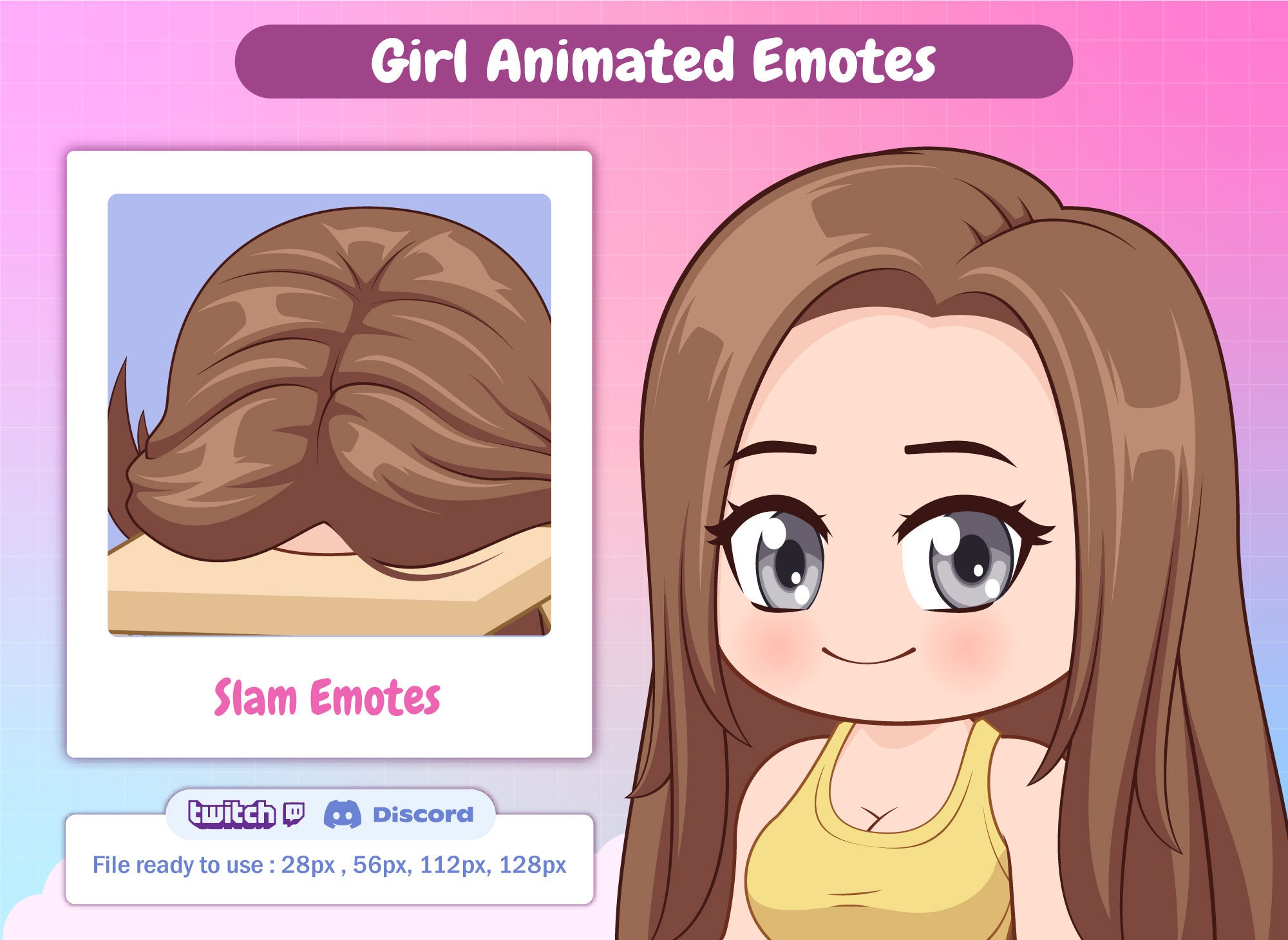 Slam Girl Animated Emotes / Twitch Emotes Girl Light Brown Hair - Etsy