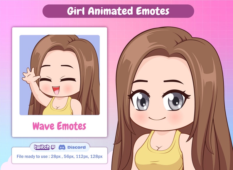 Wave Girl Animated Emote, Light Brown Hair (digital Files) - Etsy