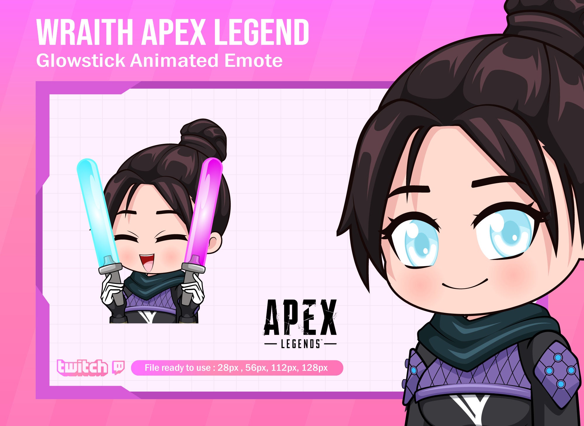 Wraith Apex Legends Glow Stick Emote for Twitch Apex Animated Emotes - Etsy