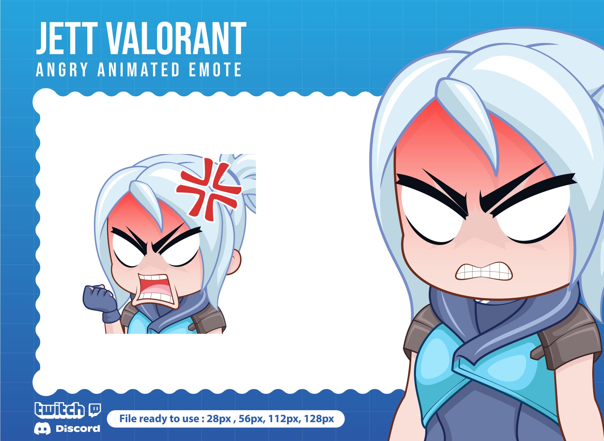 Jett Valorant Angry Animated Emote for Twitch Twitch - Etsy