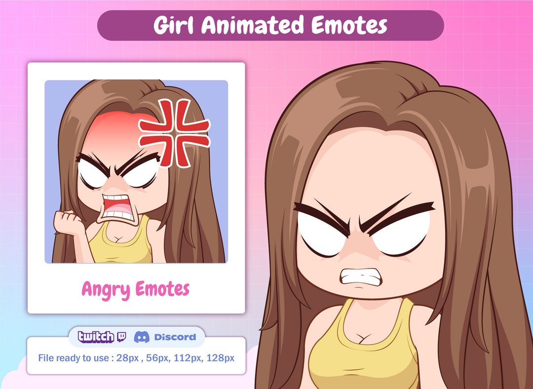 Angry Girl Animated Emotes / Twitch Emotes Girl Light Brown Hair - Etsy