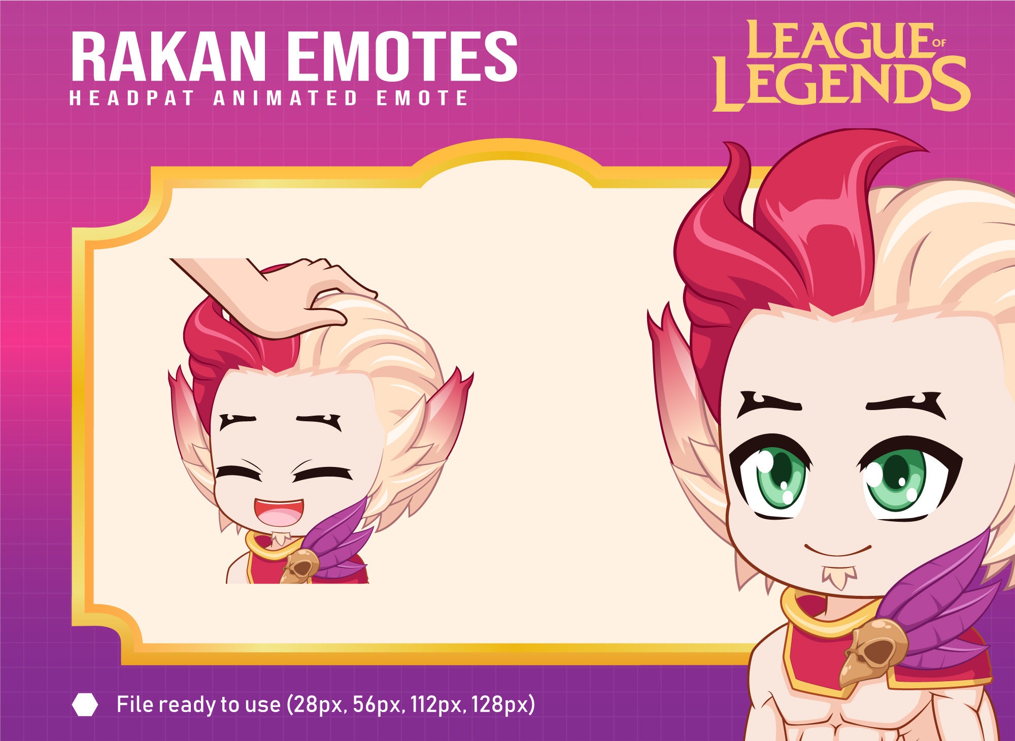 Rakan League of Legends Headpat Emote for Twitch | League of Legends ...