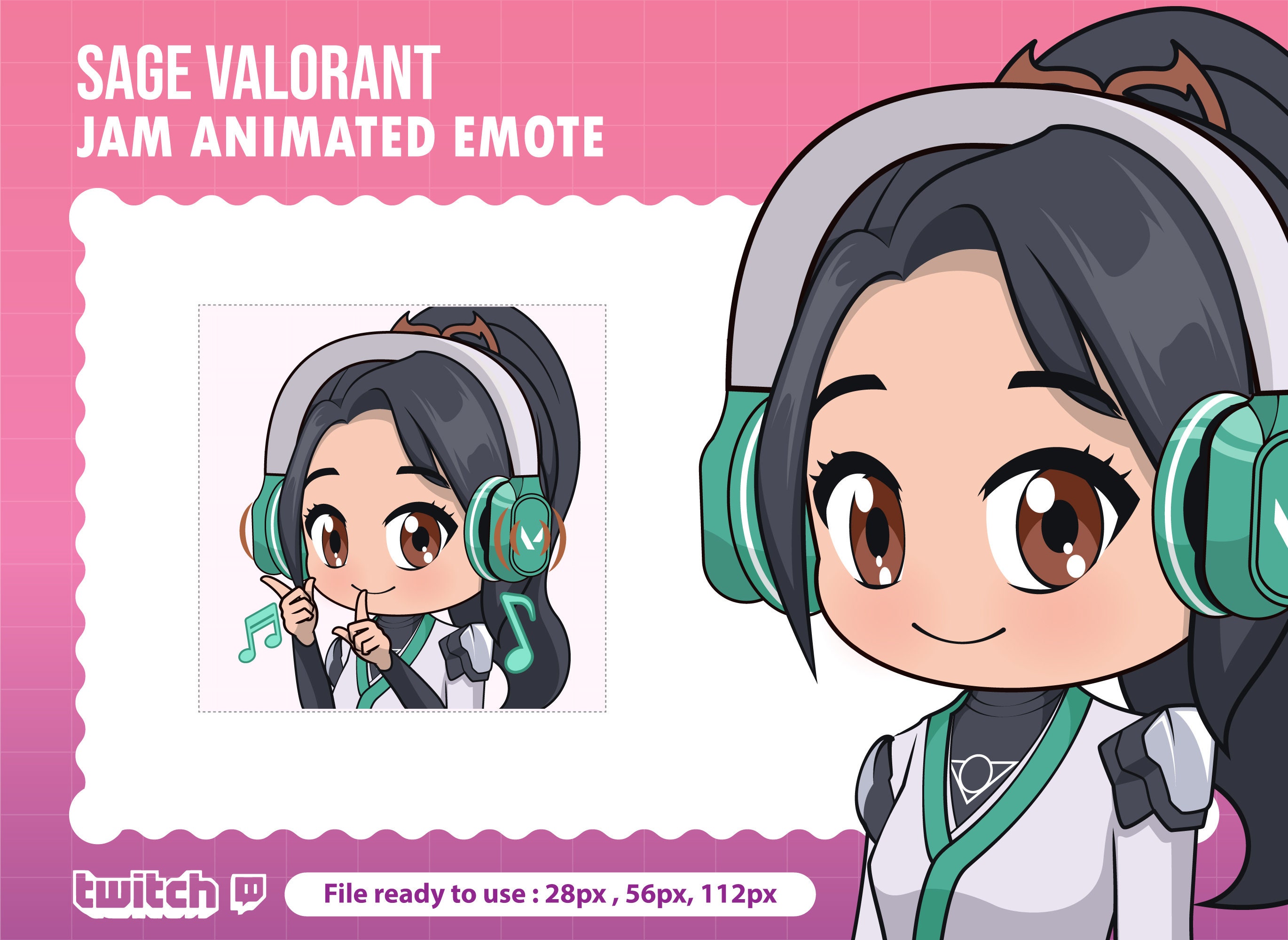 Sage Valorant Jam Animated Emote for Twitch Twitch Animated - Etsy UK