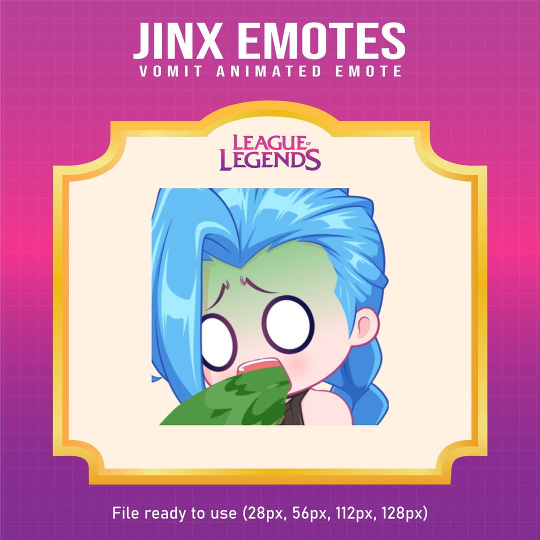 Jinx Vomit Animated Emote: League of Legends Twitch/discord (digital ...